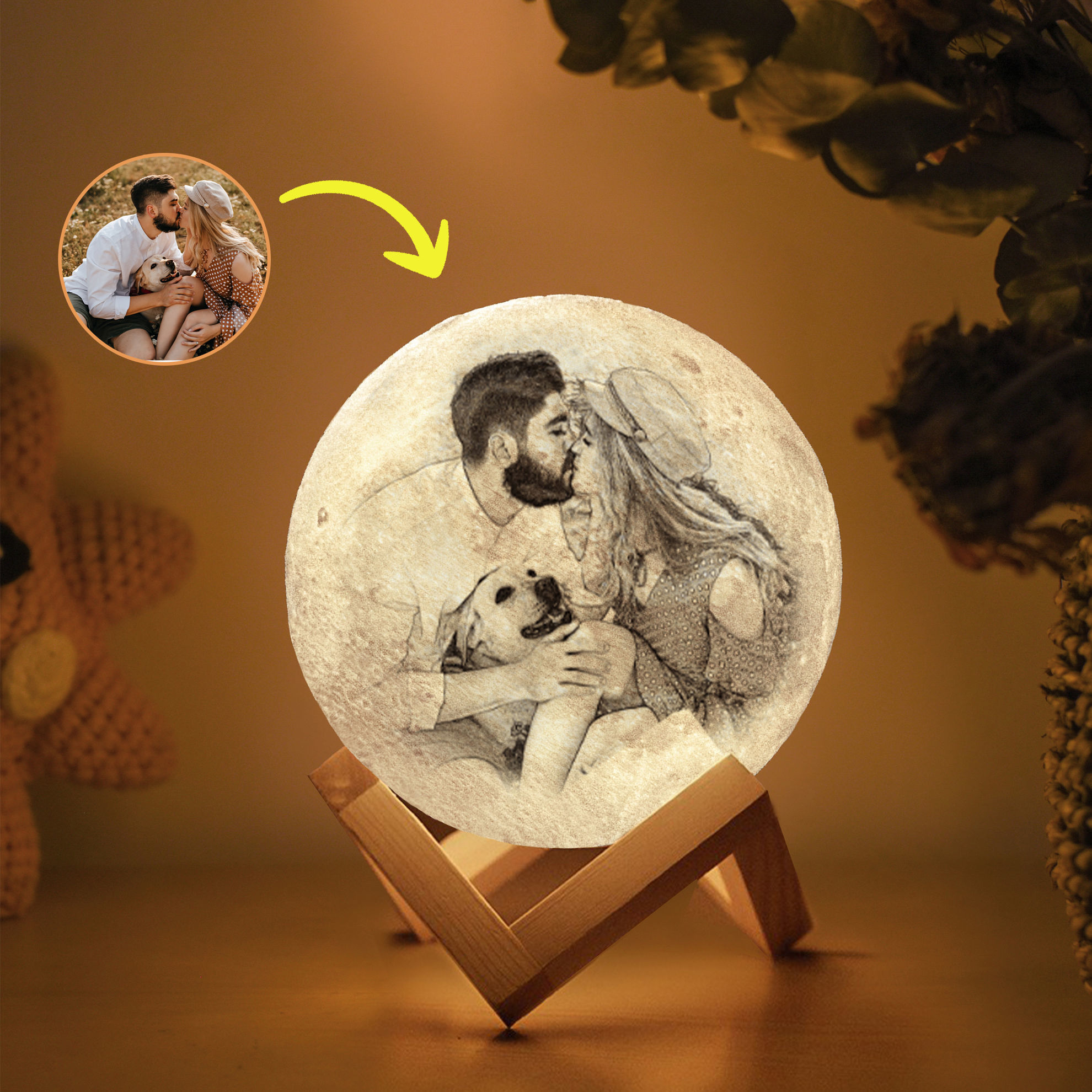 Personalized 3D Photo Moon Lamp w/ Touch Control for Any Occasions ...